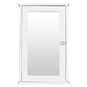 Bathroom Cabinet with Mirror Wall Mounted - Single Door White Open Shelf Wooden Medicine Storage for Bathroom Living Room Kitchen