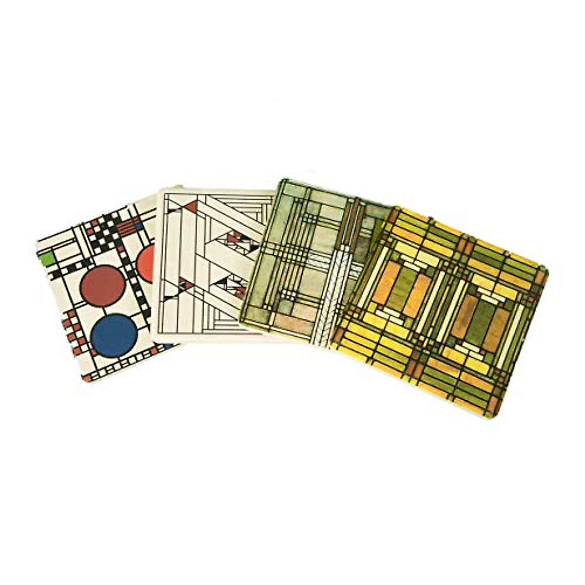 CoasterStone Absorbent Stone Coasters, Frank Lloyd Wright, Art Glass Designs, Multi-Colored