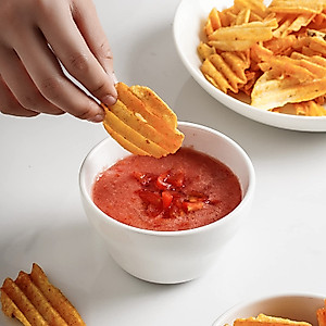 Selamica Ceramic Small Bowls Dessert Bowls 8oz Bouillon Cups for Dessert Soup Dipping Sauce Coffee Cupping Microwave and Dishwasher Safe- Set of 6(White)