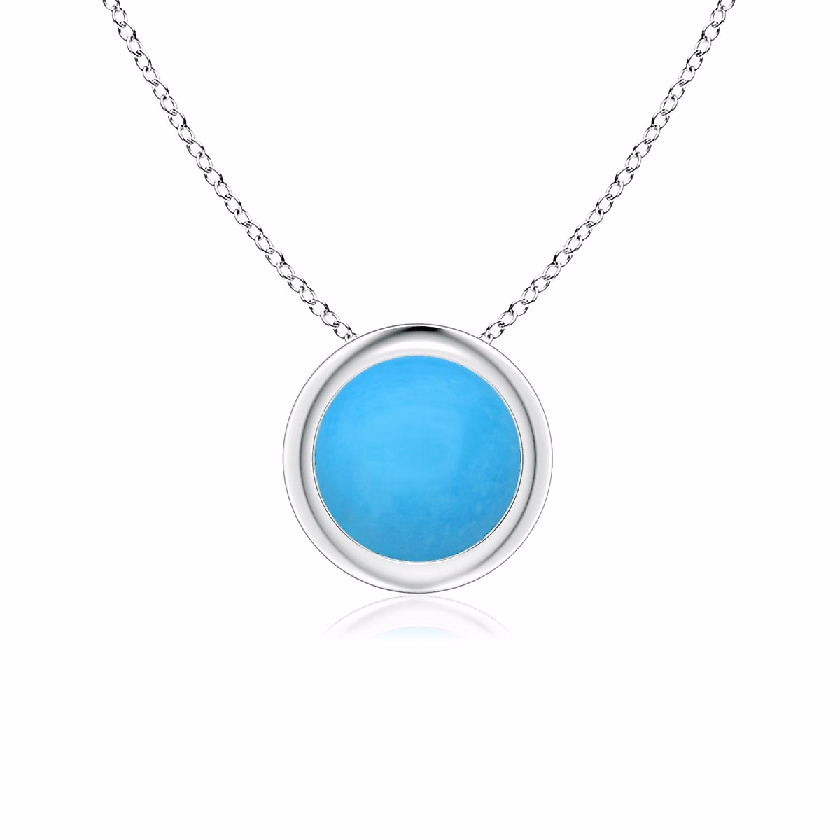 Angara Natural Turquoise Solitaire Pendant Necklace for Women in Sterling Silver (Grade-AAA | 6mm) Jewelry Gift for Her | Birthday | Wedding | Anniversary