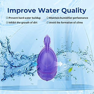 Funmit 12 Pack Universal Humidifier Cleaner Fish Compatible with Almost All Humidifiers and Fish Tanks, Purifies Water, Prevents Hard Water Build-Up, Reduces Scale, Purple