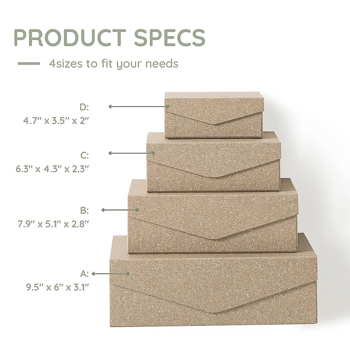 Soul & Lane Kraft Paper Decorative Gift Boxes with Lids and Magnetic Closure (Set of 4): Nesting Rectangle Flip Top Cartons, Stackning Empty Baskets for Gifts, Stylish Mache Packaging Containers