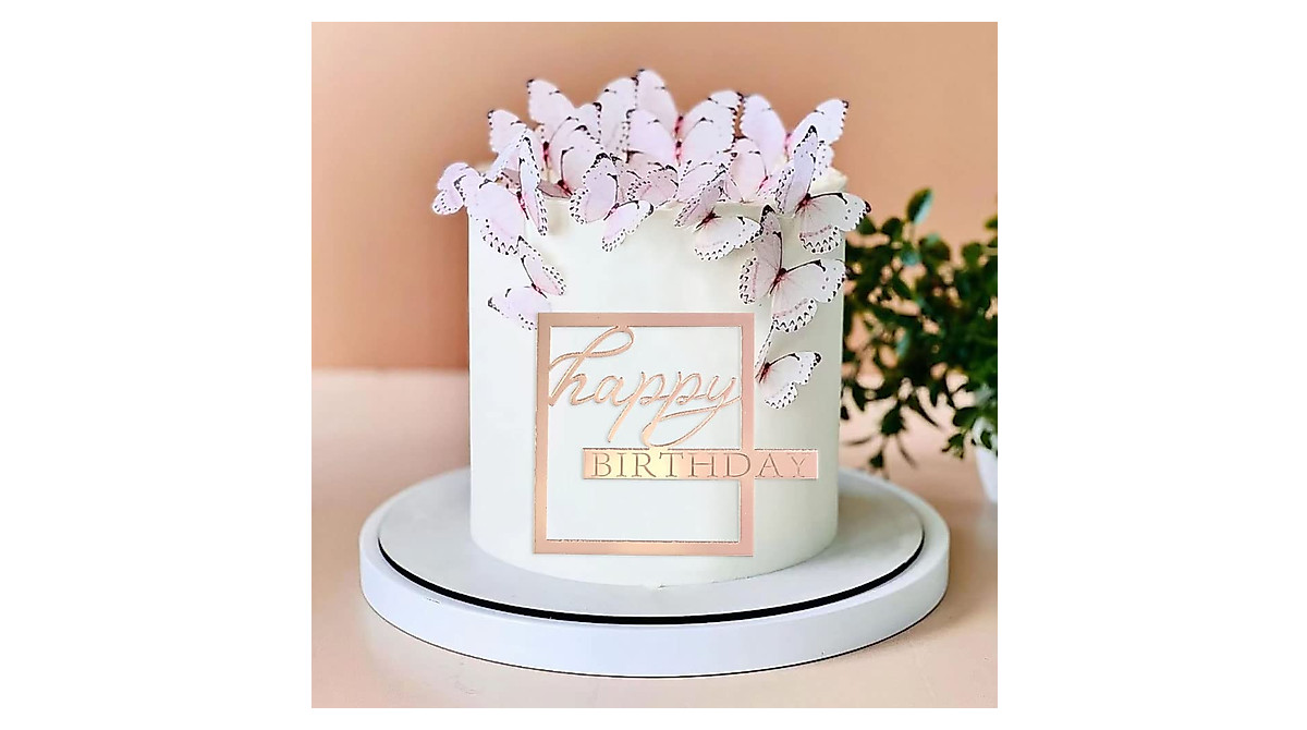 Mirror Acrylic Happy Birthday Cake Toppers Happy Birthday Cupcake ...