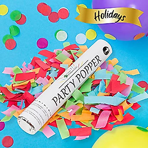 Clover Products Large Premium Confetti Cannon - (6 Pack) Multicolor Biodegradable Confetti Popper | Compressed Air Launches Confetti 20 - 25 Feet | Party Poppers for any Celebration, Parties, Birthdays, Weddings.