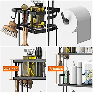 FLOLXNB Over The Toilet Storage Shelf, 2-Tier Bathroom Storage Organizer Upgrade Punch-Free Toliet Storage Shelf, Home Storage Rack with Hooks Shelf,White