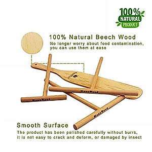 Crepe Spreader and Spatula Set - 4 Piece (3.5, 5, 7 Spreaders Kit 12 Inch Crepe Spatula Turner) Convenient Sizes to Fit Any Crepe Pan Maker - 100% Natural & Premium Quality Wooden Spreader Tools