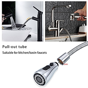 Spray Hose for Kitchen Faucets, Pull Down Replacement, Kitchen Sink Faucet Pull-Out Spray Replacement Hose， 59-inch Chrome Finish