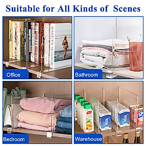 HONSREO Shelf Dividers for Closet Organization, 6 Pack Acrylic Shelf Divider for Clothes Purses, Clear Plastic Separators for Wood Shelves Organizer, Cabinets, Bedroom, Kitchen, Office