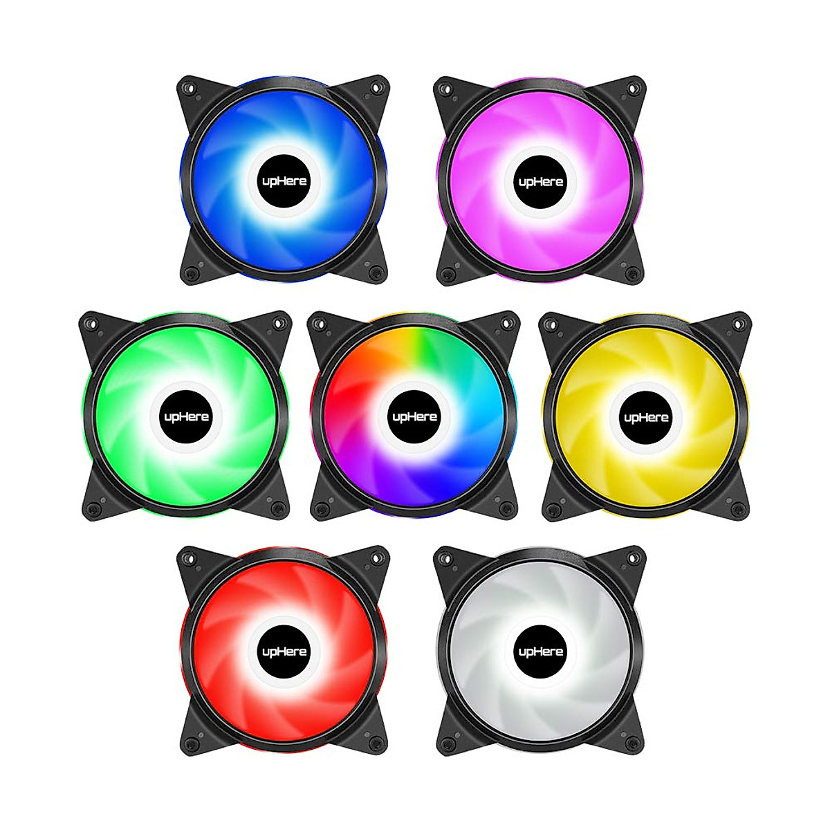 upHere 5V 3-Pack 120mm Silent PWM Intelligent Control 5V Addressable RGB Fan Motherboard Sync, Adjustable Colorful Fans with Controller T7SYC7-3
