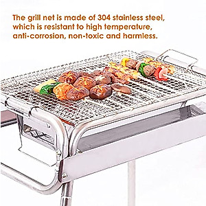 Charcoal Grill, Barbecue Charcoal Grill, Outdoor Stainless Steel Smoker BBQ grill for Outdoor Cooking Camping Picnics Beach 27.5''x12.2''x 27.5''
