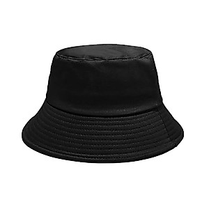 NPJY Bucket Hat for Women Men Cotton Summer Sun Beach Fishing Cap Black