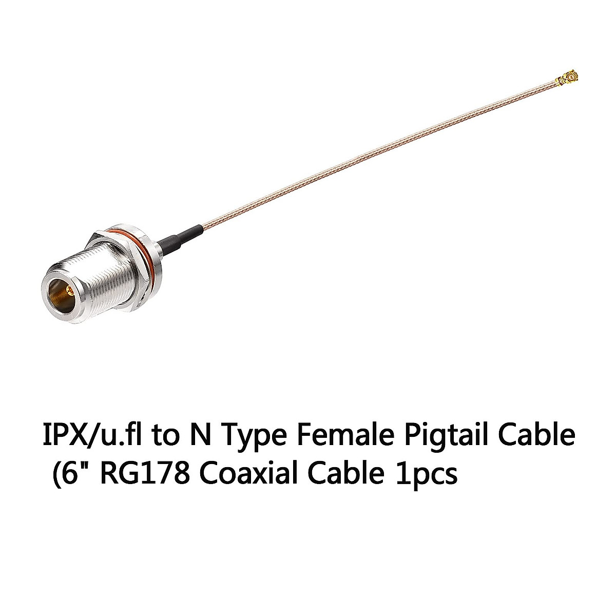 wlaniot IPX/u.fl to N Type Female Pigtail Cable (6" RG178 for PCI WiFi Card Wireless Router Gateway External Antenna etc.