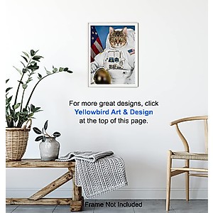 Cat Astronaut - Cat Wall Decor - Astronaut Decor - Space Wall Decor - Space Wall Art - NASA Wall Decor - Funny Cat Wall Art Poster - Cute Cat Home Decor - Cat Themed Gifts
