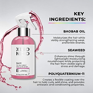 XMONDO Hair Salty Sea Salt Spray - Vegan Formula with Natural Minerals, Seaweed Extracts, and Baobab Oil to Fight Static, Enhance Hydration, and Add Shine, 6 Fl Oz 1-Pack