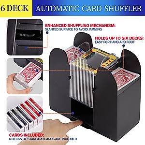 FONBEAR Automatic Card Shufflers 6 Deck (Playing Cards Included) - Battery-Operated Electric Shuffler Heavy Duty - Great for Casino, Home & Tournament Use for UNO, Blackjack, Texas Hold'em, Phase 10