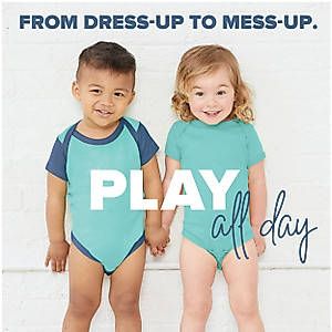 RABBIT SKINS Baby Bodysuit Girl & Boy | Newborn 0-3 Months to 24 Month Toddler 3-Pack Bulk Set, Snap Easy Closure, Granite Heather/White/Black, Newborn