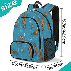 TropicalLife Sea Animal Otter School Backpack for Men Women, Laptop Backpack Bookbag for Students College Business Travel with Chest Strap 16.7 Inch