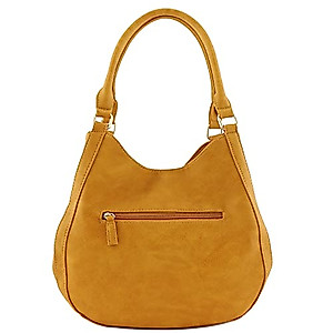 Light-weight 3 Compartment Faux Leather Medium Hobo Bag (Mustard)