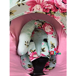 9pc Ultimate Set of Infant Car Seat Cover Canopy Headrest Blanket Hat Nursing Scarf, 25JE04