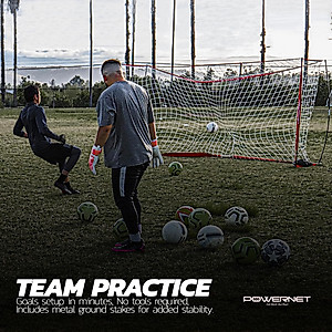 PowerNet Carli Lloyd Soccer Goal | Portable Net Collapsible Metal Base | Quick Setup Ultra Portable | Full Size Framed Soccer Goal | 1 Goal + 1 Carry Bag (12X6 FT)