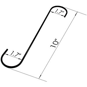 Batino 6pcs 10" S Shaped Hook Heavy Duty S Type Hanging Hooks for Kitchenware Utensils,Wardrobe,Gardening Tools,Clothes Black