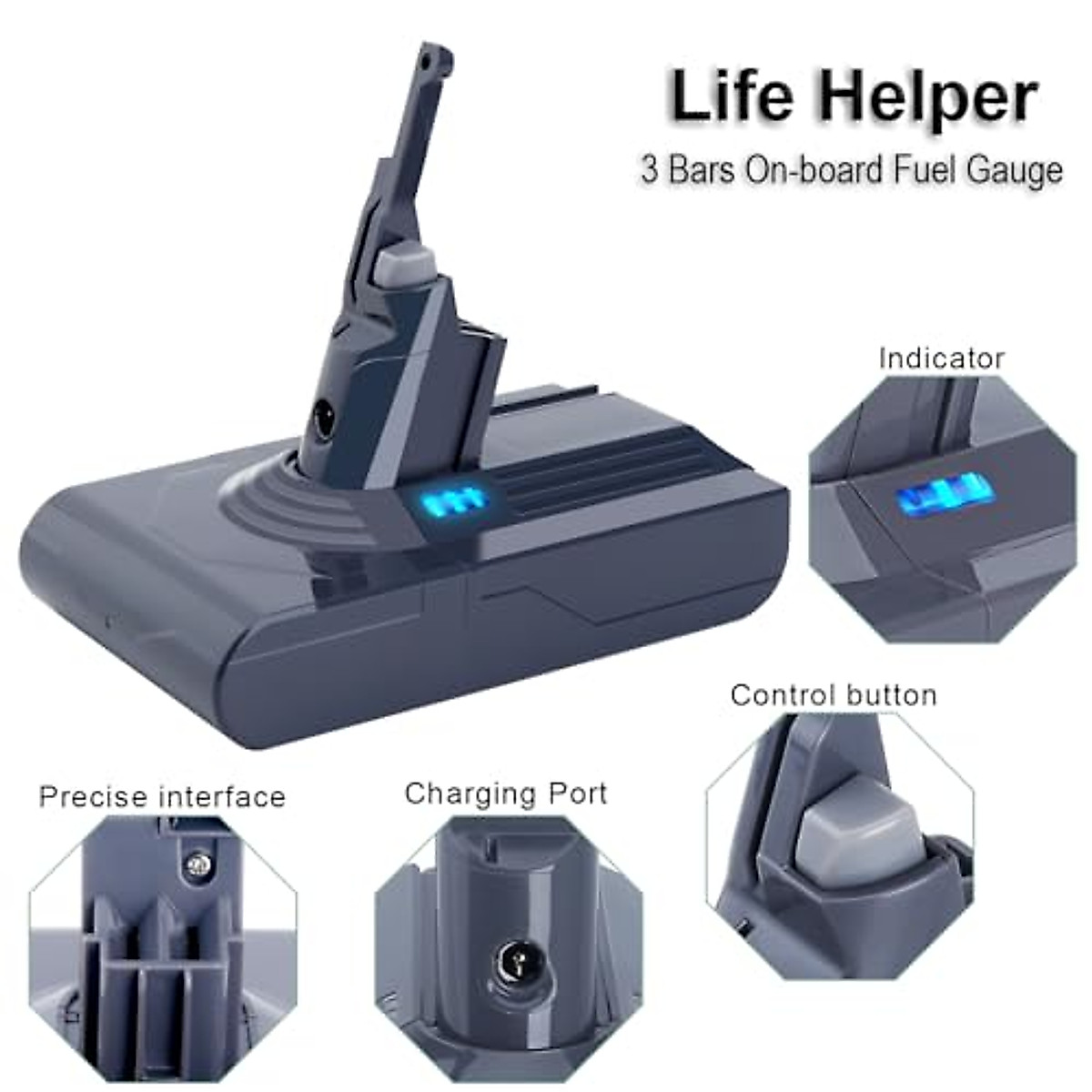 Biswaye V8 Replacement Battery Compatible with Dyson V8 SV10 Battery 215681 V8 Animal Plus V8 Absolute V8 Motorhead V8 Flufly V8 Carbon Fiber Cord V8 Animal Cordless Vacuum Battery