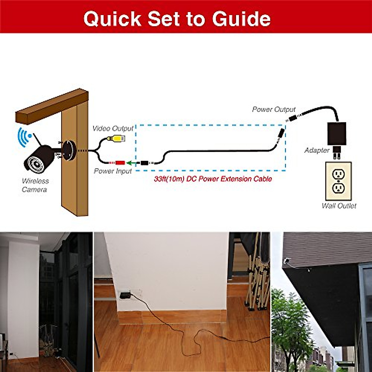 LONNKY 12V DC Extension Cord 33FT/10M,5.5mm x 2.1mm,Male to Female Power Cable,Black DC Extension Cable,Used for CCTV Security Cameras,LED Strip