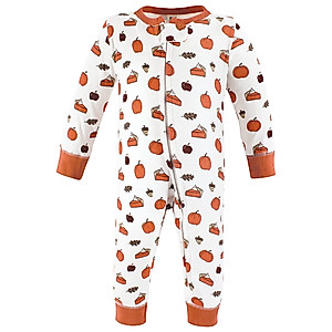 Hudson Baby Unisex Baby Cotton Sleep and Play, Pumpkin Pie, 3-6 Months