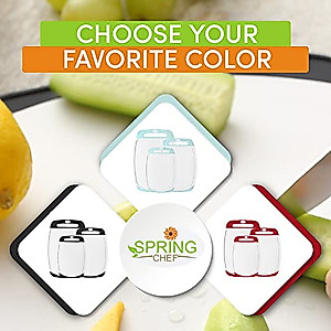 Spring Chef Professional Cutting Boards for Kitchen With Soft Grip Handles – Deep Juice Grooves – Non-porous and Non-slip Chopping Board – Dishwasher Safe – BPA Free Plastic – Set of 3 – Color Choices