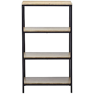 Kings Brand Furniture Grey Finish Wood & Black Metal 4 Tier Shelf Storage Bookcase