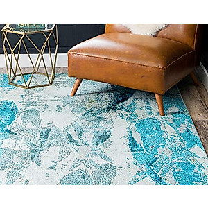 Unique Loom Positano Collection Coastal Modern Fish Light Blue Area Rug (9' x 12')