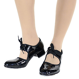 Danzcue Adult Patent Flexibale Tap Shoes, Black, 3.5 M