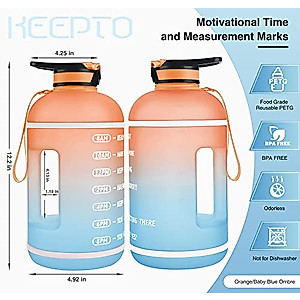 KEEPTO 1 Gallon Water Bottle with Straw Water Jug with Time Marker