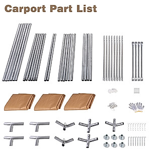 PHI VILLA 10x20 ft Heavy Duty Carport Car Canopy Garage Extra Storage Shelter Boat Party Tents Shed with Removable Sidewalls and Doors, Beige