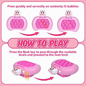 TeaRoo Quick Push Pop Game It Fidget Toys Pro for Kids Adults, Handheld Game Fast Puzzle Game Machine, Push Bubble Stress Toy, Relief Party Favors, Birthday Gifts for Boys and Girls (Pink)