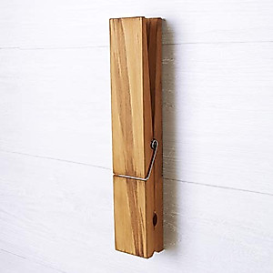The Lakeside Collection Jumbo Clothespin Towel Holder Wall Hook - Farmhouse Bathroom Accent