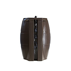 FCMP Outdoor RC4000 50-Gallon Heavy-Duty Outdoor Home Rain Catcher Barrel Water Container with Spigots and Mesh Screen, Brown