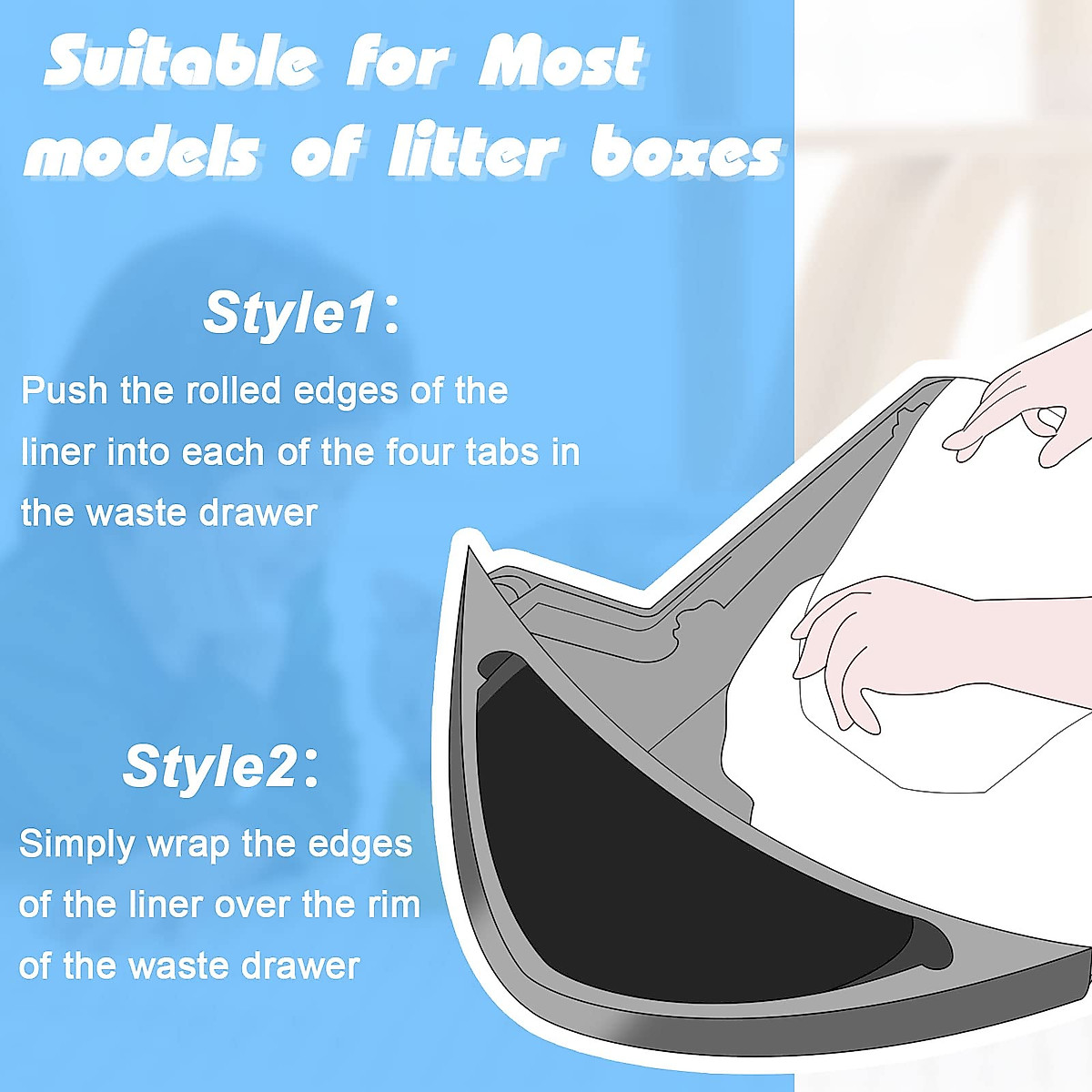 Geosar 200 Count Jumbo Cat Litter Box Liners 28x 24'' Liner Bags Compatible with Litter Box Thickened Cat Litter Bags Litter Box Liner Cat Waste Disposal Bags for Disposal of Cat Waste, 9-11 Gallons