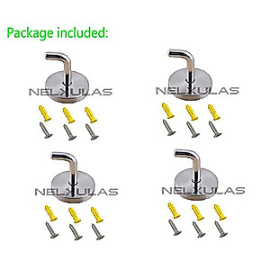NELXULAS Brushed Stainless Steel Short Single Heavy Duty Wall Mount Hook, Coat Hook, Towel Hook, 4 in Pack