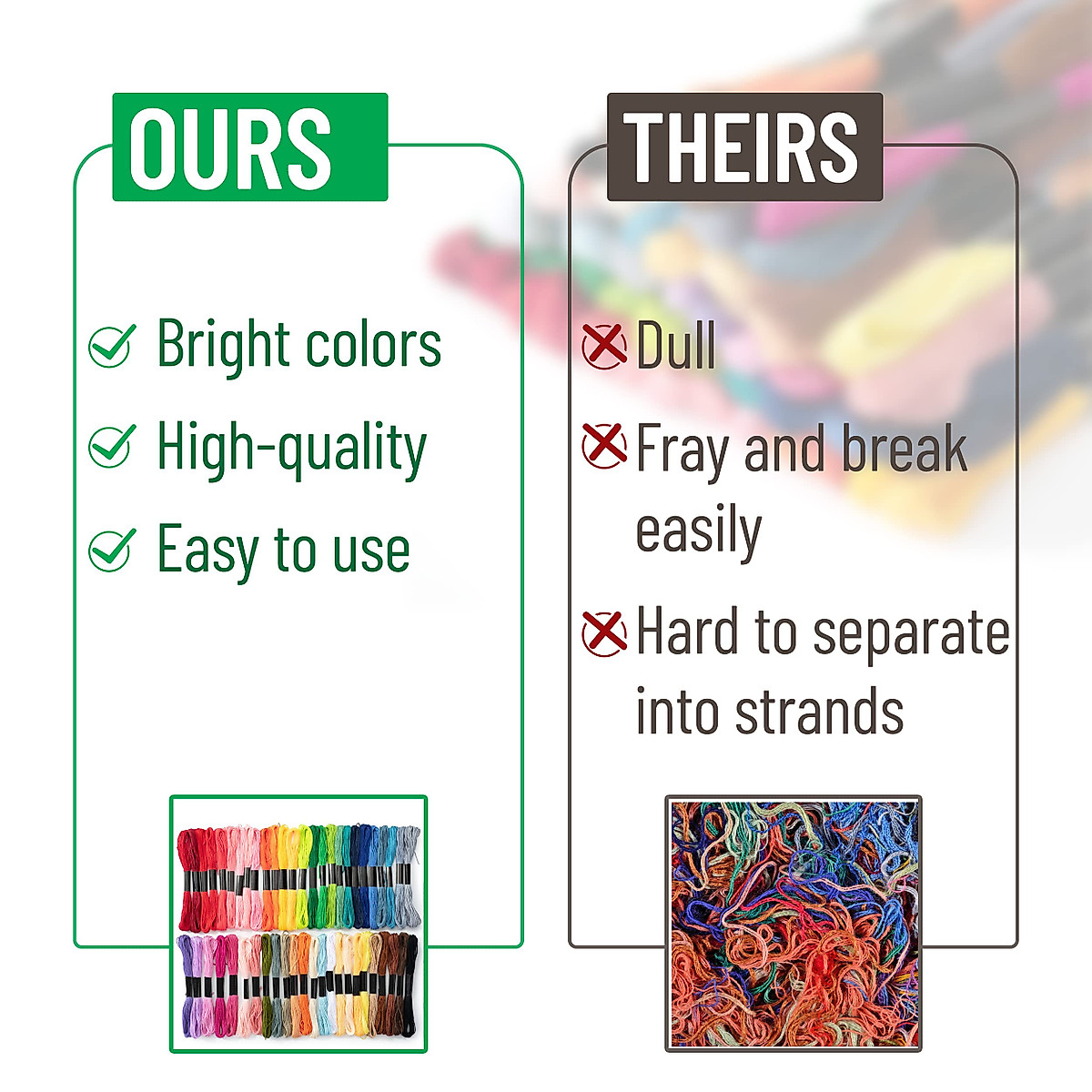 Mr. Pen- Embroidery Floss, 50 Skeins, Rainbow Colors Embroidery Thread with 5 Needles, Cross Stitch Thread, Friendship Bracelet String, Thread for Bracelet Making, Craft String, Strings for Bracelets