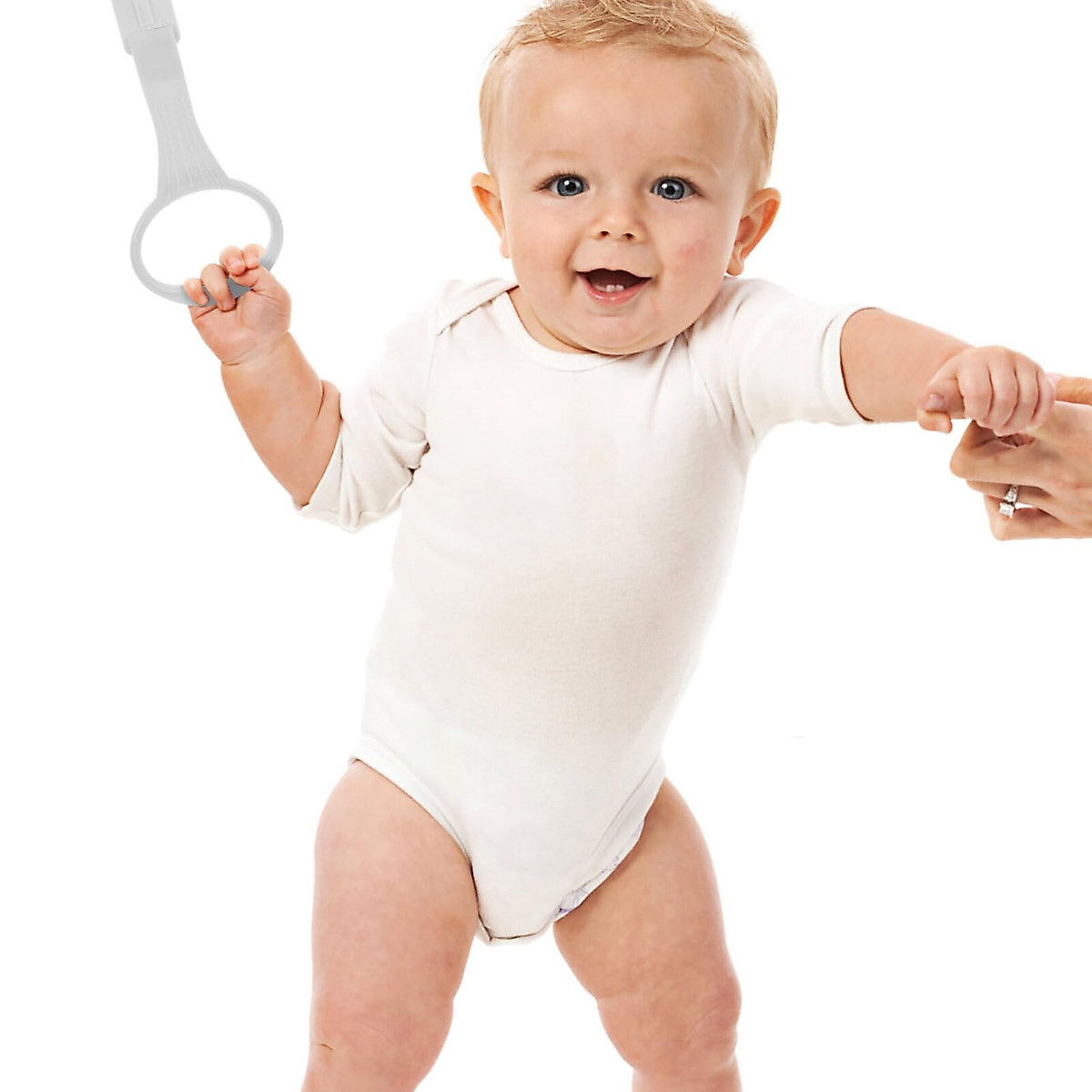 ibasenice Baby Pull up Rings, Baby Standing Walker Crib Tool Ring Pair of Universal Ring Baby playpen Crib Hook Baby Toy Bed Ring Help Baby Stand Ring Walking Training Tool Gray