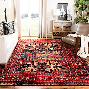 SAFAVIEH Vintage Hamadan Collection Area Rug - 8' x 10', Red & Multi, Oriental Traditional Persian Design, Non-Shedding & Easy Care, Ideal for High Traffic Areas in Living Room, Bedroom (VTH213A)
