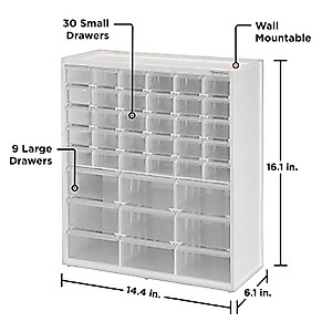 BLACK+DECKER Large & Small 39 Drawer Bin System (BDST40739FF), Clear