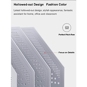 Leven Collapsible Magazine File Holder/Desk Organizer for Office Organization and Storage with 4 Vertical Compartments, Light Grey