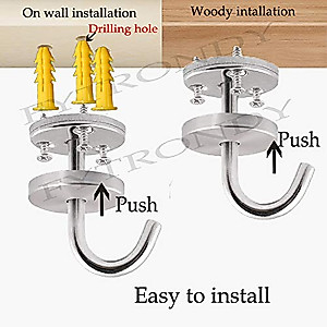 FYTRONDY Stainless Steel Screws Mount Ceiling Hooks, Coat Hanger (2 INCH, 4 Pack)