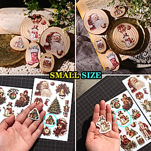 CATaireen Rub On Transfers Stickers 2 Sheets for Crafts Cloth Glass Acrylic Wood Furniture Small Vintage Junk Journal Supplies Scrapbooking Items Christmas Thanksgiving (Red Christmas)