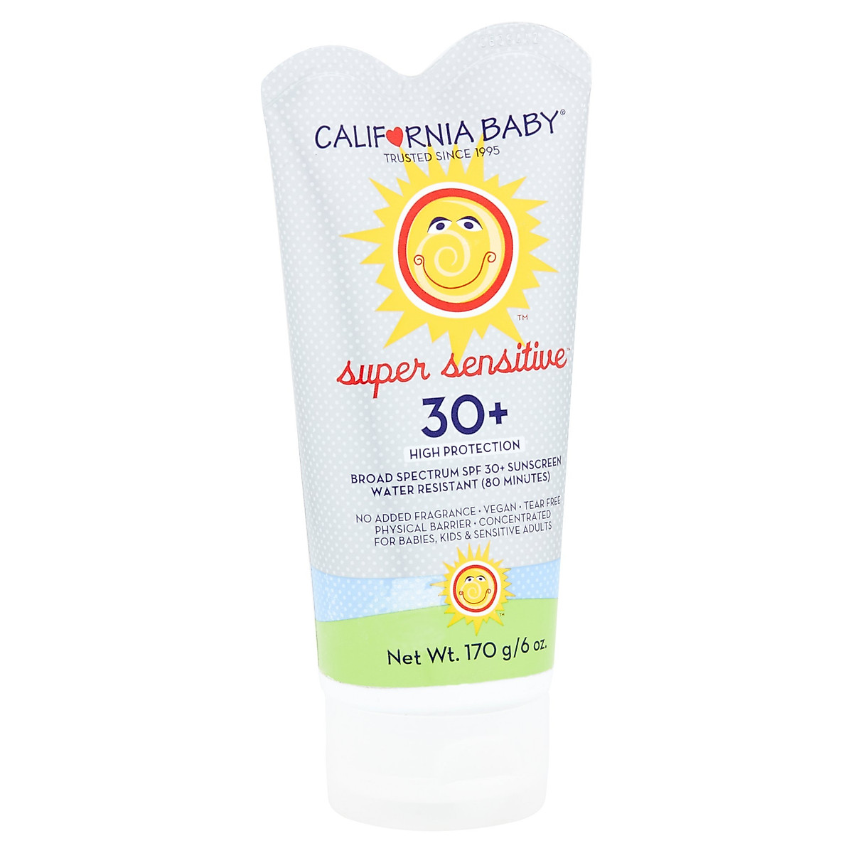 California Baby Super Sensitive SPF 30+ Sunscreen Lotion | Broad Spectrum | Unscented Mineral Sunscreen Face & Body | Allergy-Friendly | Coral Reef Safe | Benzene-Free | Baby, Kids, Adults Physical Sunscreen For Sensitive Skin or Eczema | 82 g / 2.9 oz.