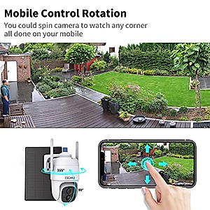 Wireless Solar Outdoor Security 2K PTZ AI Motion Detection Audio WiFi Camera,Home Security,Spotlight Colorful Night Vision,360 View,IP65 Waterproof,PIR Alarm,Rechargeable Battery,2-Way Talk,SD /Cloud