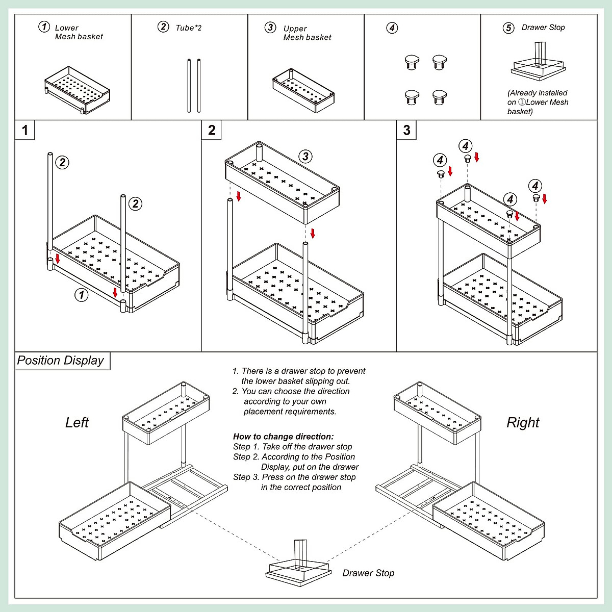 Under Sink Organizer, Bukfen Pull Out Cabinet Organizer 2-Tier Slide Out Sliding Shelf Under Cabinet Storage Multi-Use for Under Kitchen Bathroom Sink Organizers and Storage, 2 Pack