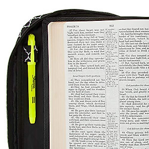 Good Ruby Compact Bible Cover with Carrying Handle, Book Protector with Pocket Colorful Trellis Bible Carrying Case with Zipper and Pen Holder for Women, Teens, Girls, Ladies (Black)
